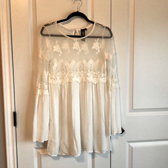 Trixxi | Dresses | Sheer White Mini Dress Or Tunic | Poshmark